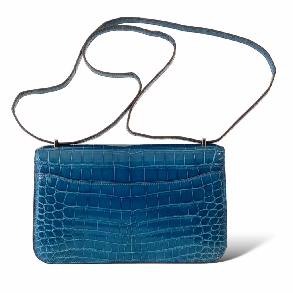 Hermes Constance Elan Croco Blue Mykonos PHW – The Luxury Flavor