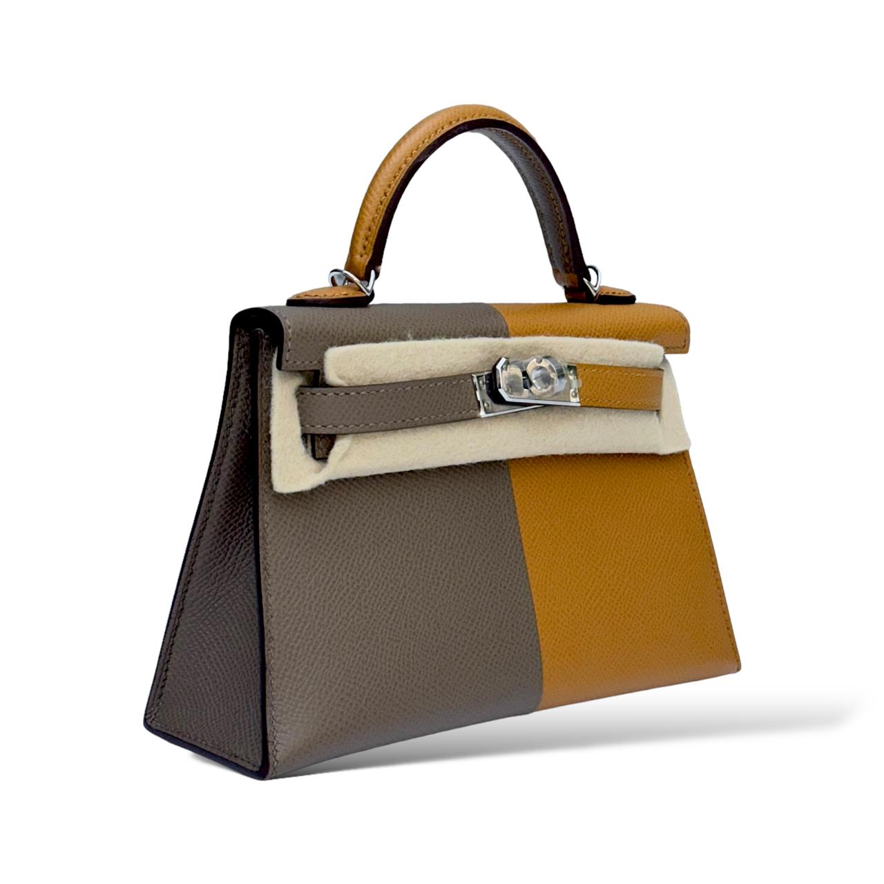 Hermes Kelly Mini Sesame, Etoupe, Bleu Indigo PHW – The Luxury Flavor
