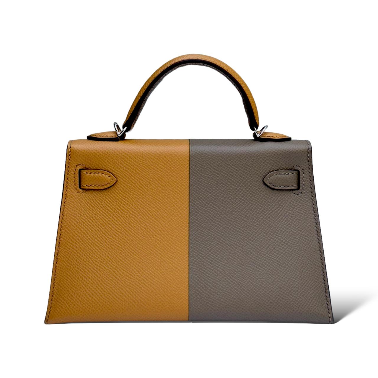Hermes Kelly Mini Sesame, Etoupe, Bleu Indigo PHW – The Luxury Flavor