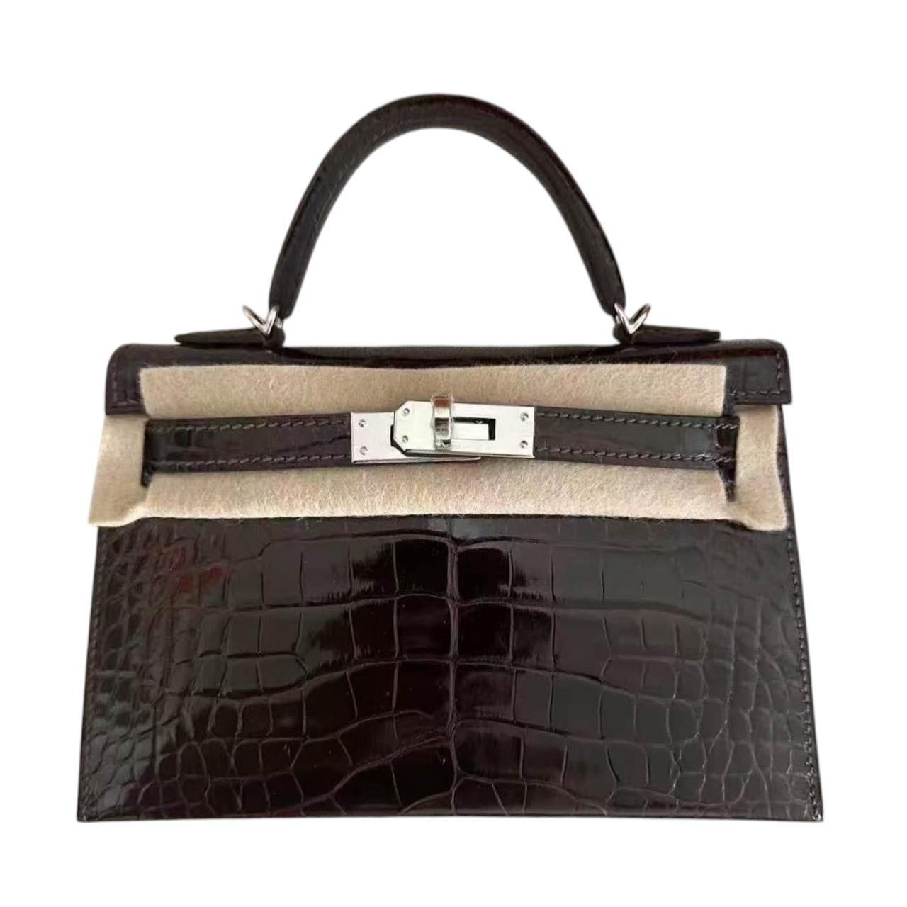 Hermes Kelly Mini Havane Shiny Croco PHW – The Luxury Flavor