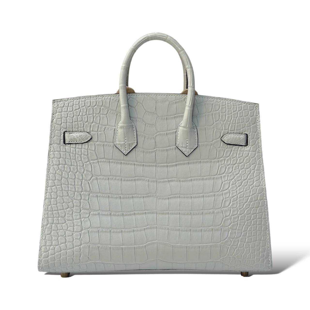 Hermes Birkin 25 Gris Neve Matte Croco GHW – The Luxury Flavor