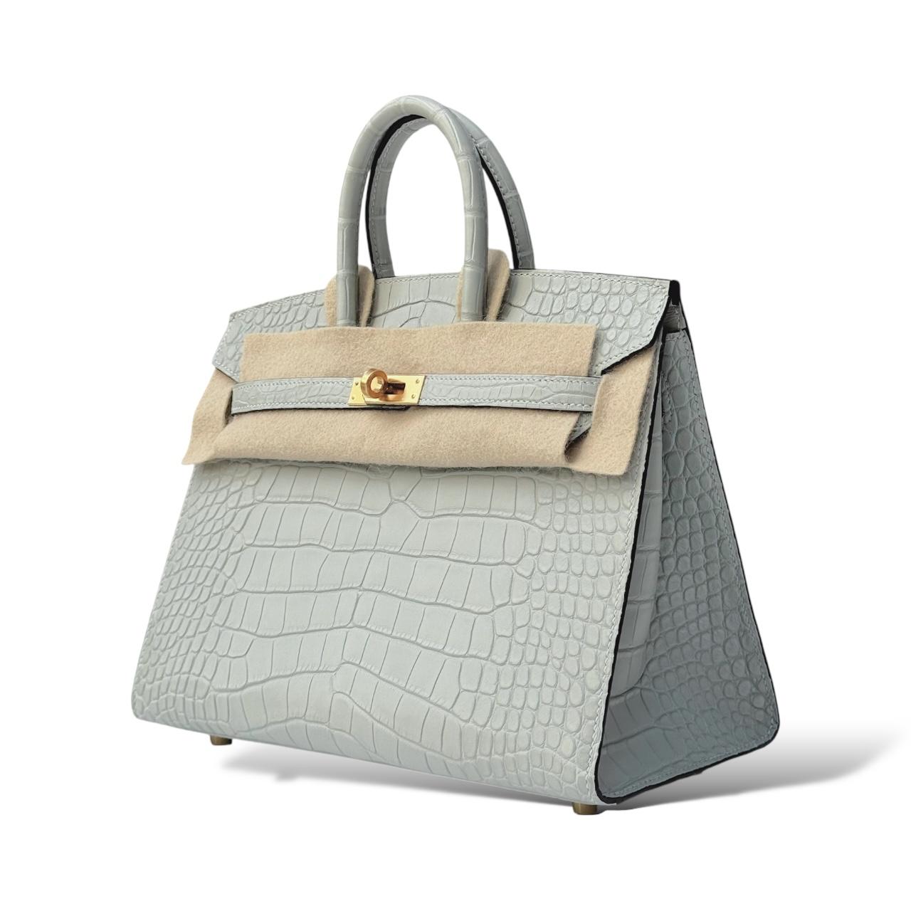Hermes Birkin 25 Gris Neve Matte Croco GHW – The Luxury Flavor