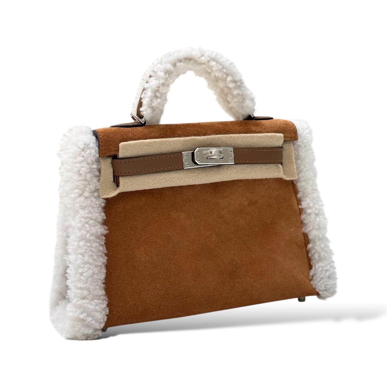 Hermes Kelly Mini Teddy Plush Ecru Alezan Shearling Chamois PHW – The ...
