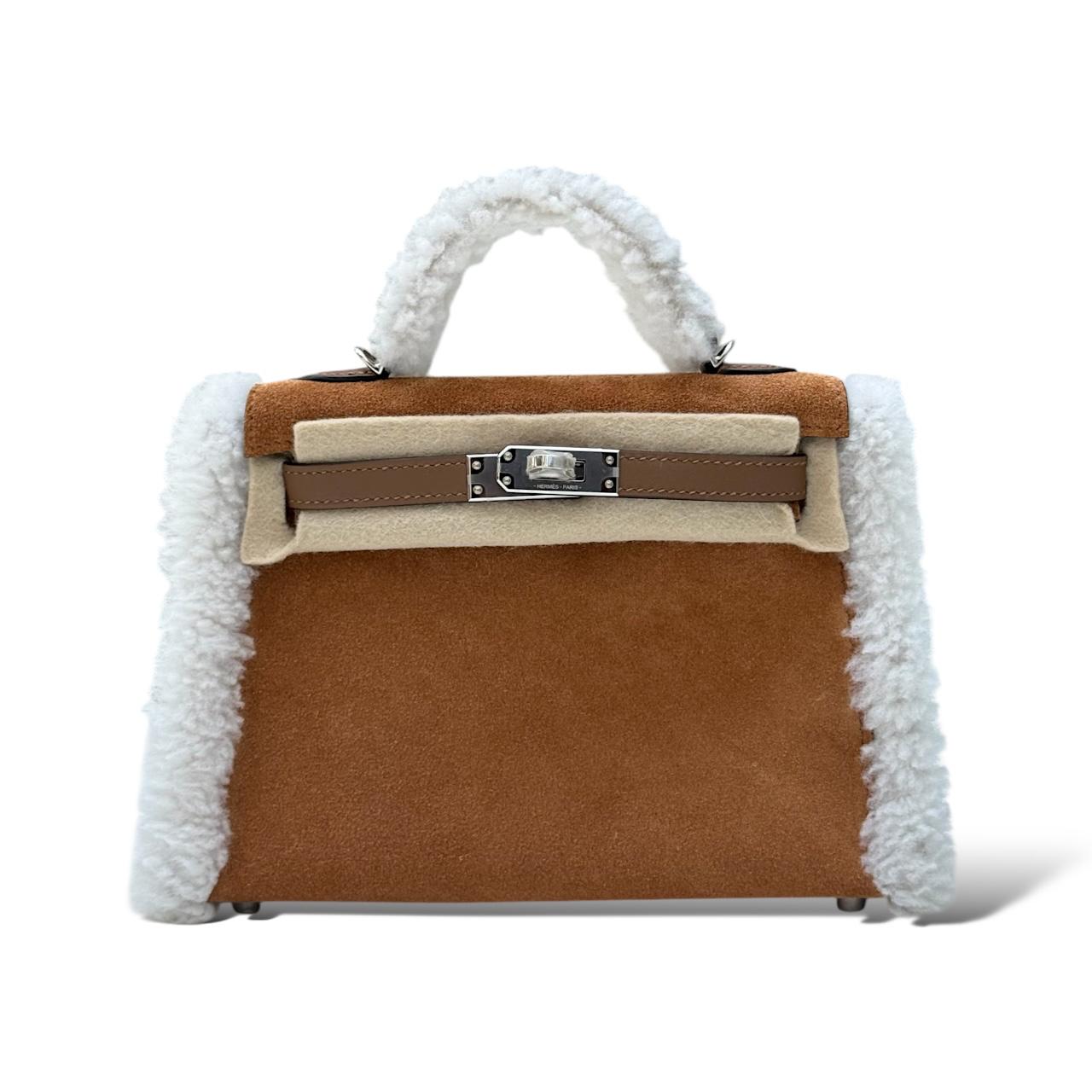 Hermes Kelly Mini Teddy Plush Ecru Alezan Shearling Chamois PHW – The ...