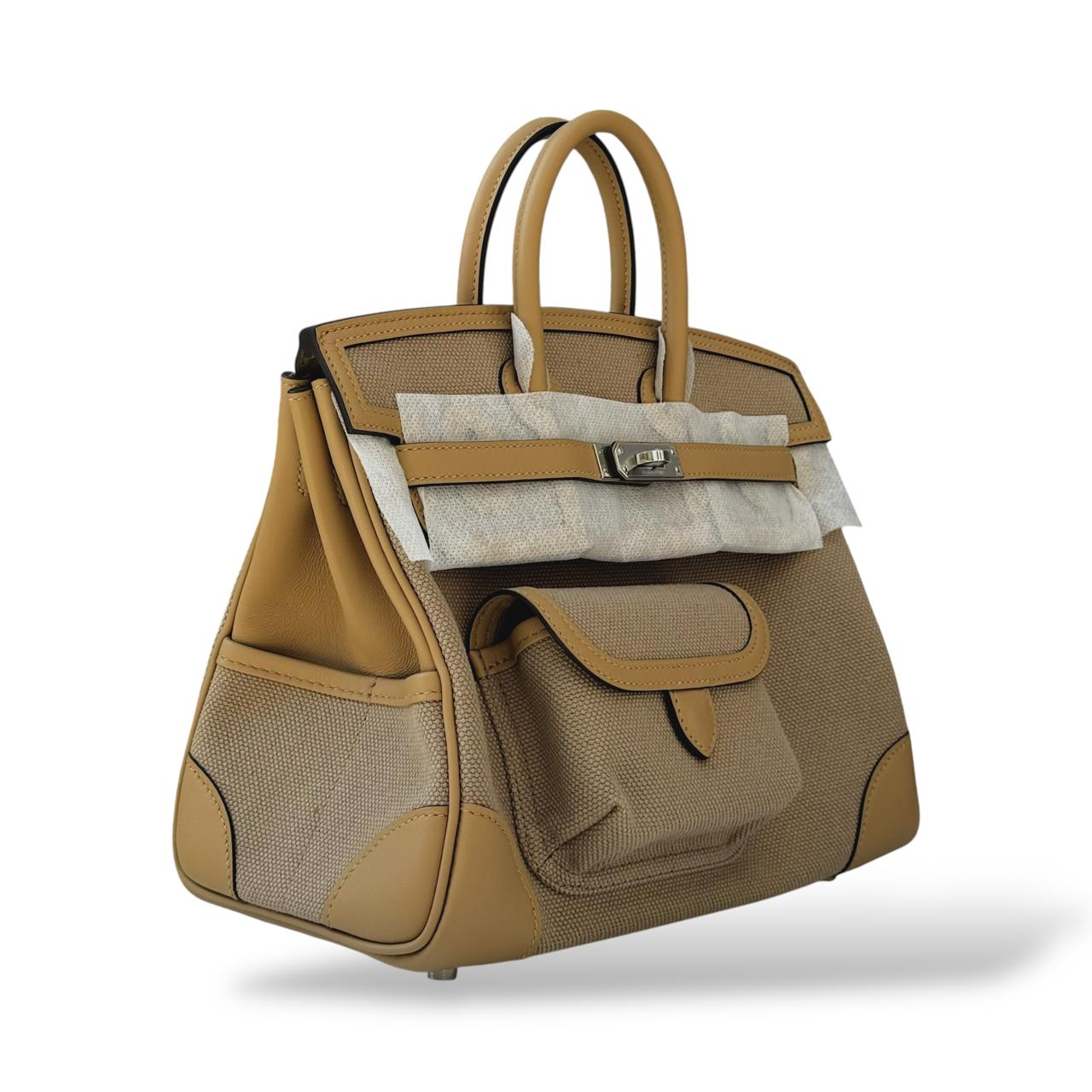 Hermes Birkin 25 Cargo Poussiere/Beige Marfa Canvas/Swift PHW – The ...