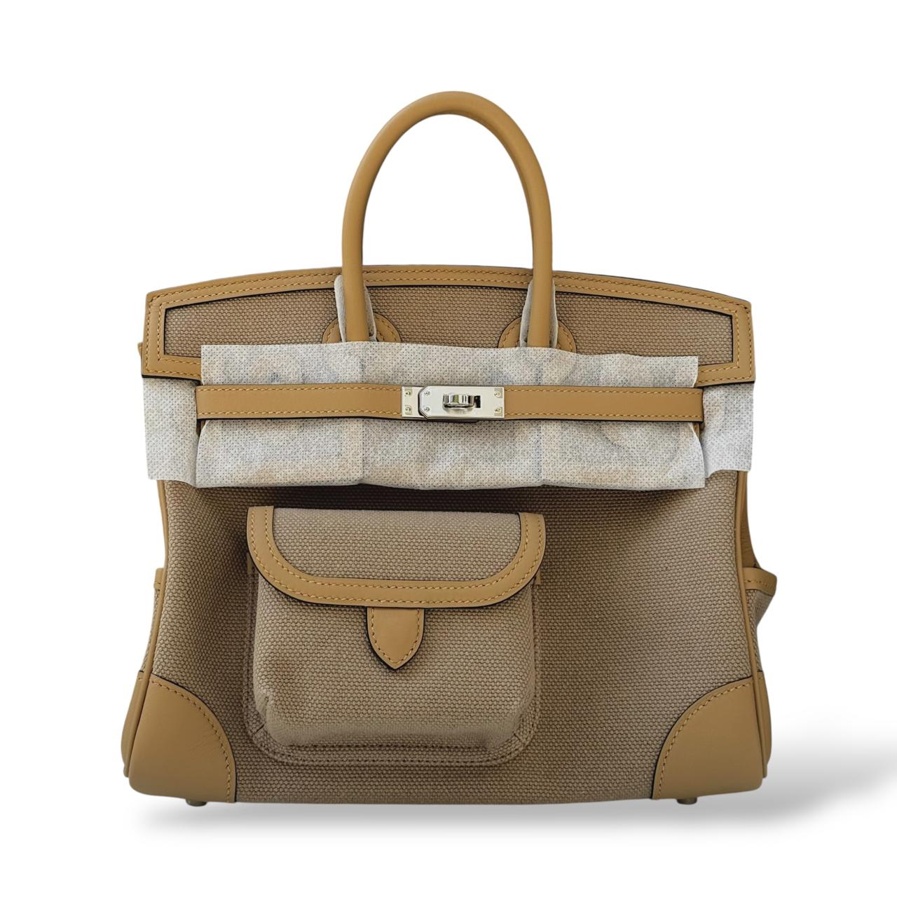 Hermes Birkin 25 Cargo Poussiere/Beige Marfa Canvas/Swift PHW – The ...